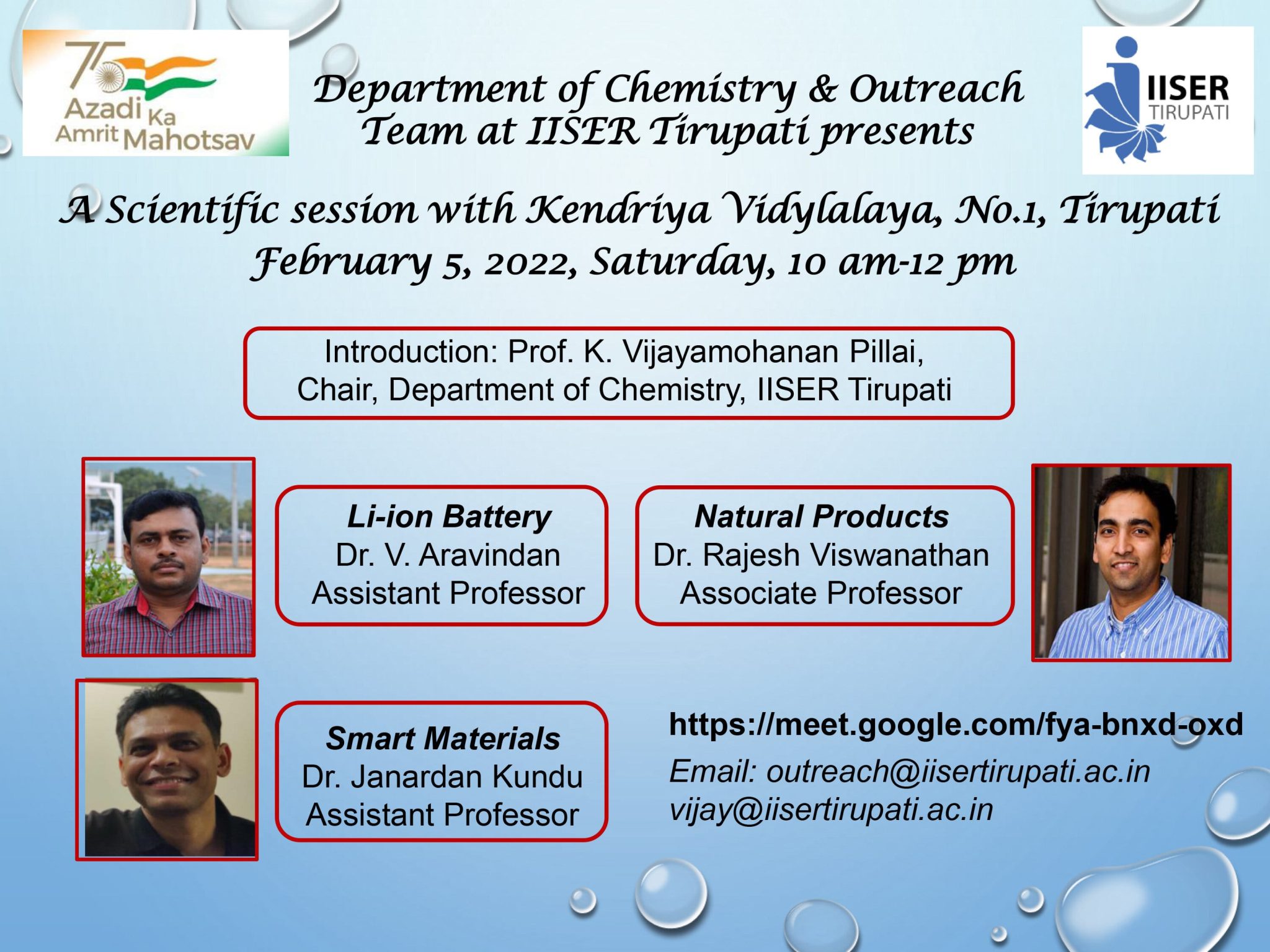 Chemistry Department and the Outreach team | IISER Tirupati